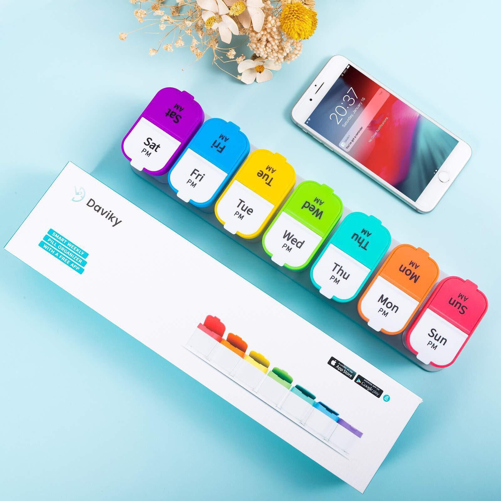 Extra Large Weekly Pill Organizer XL Daily Pill Box 7 Day Am Pm Jumbo ...