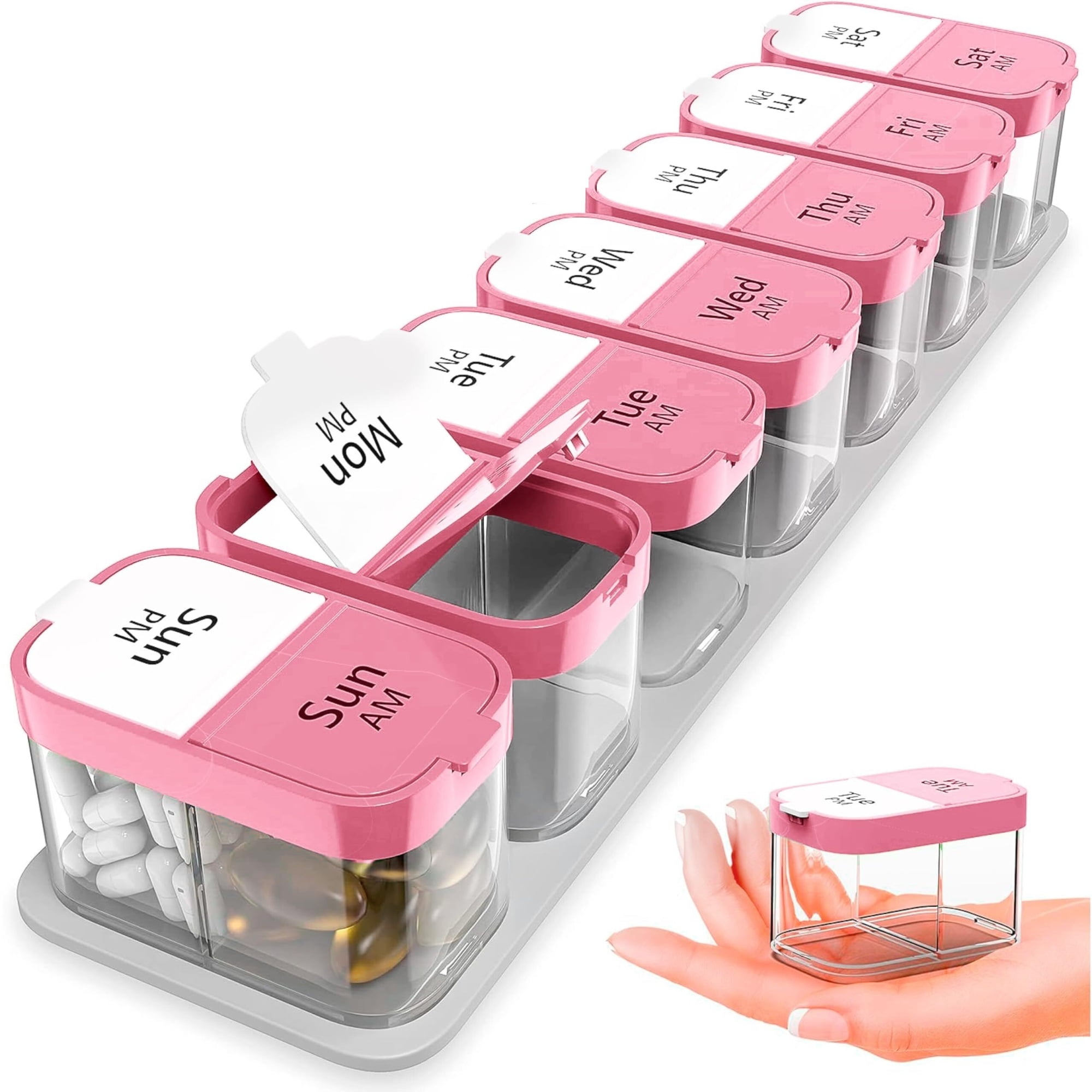 Extra Large Weekly Pill Organizer - XL Vitamin Holder with 7 Detachable ...