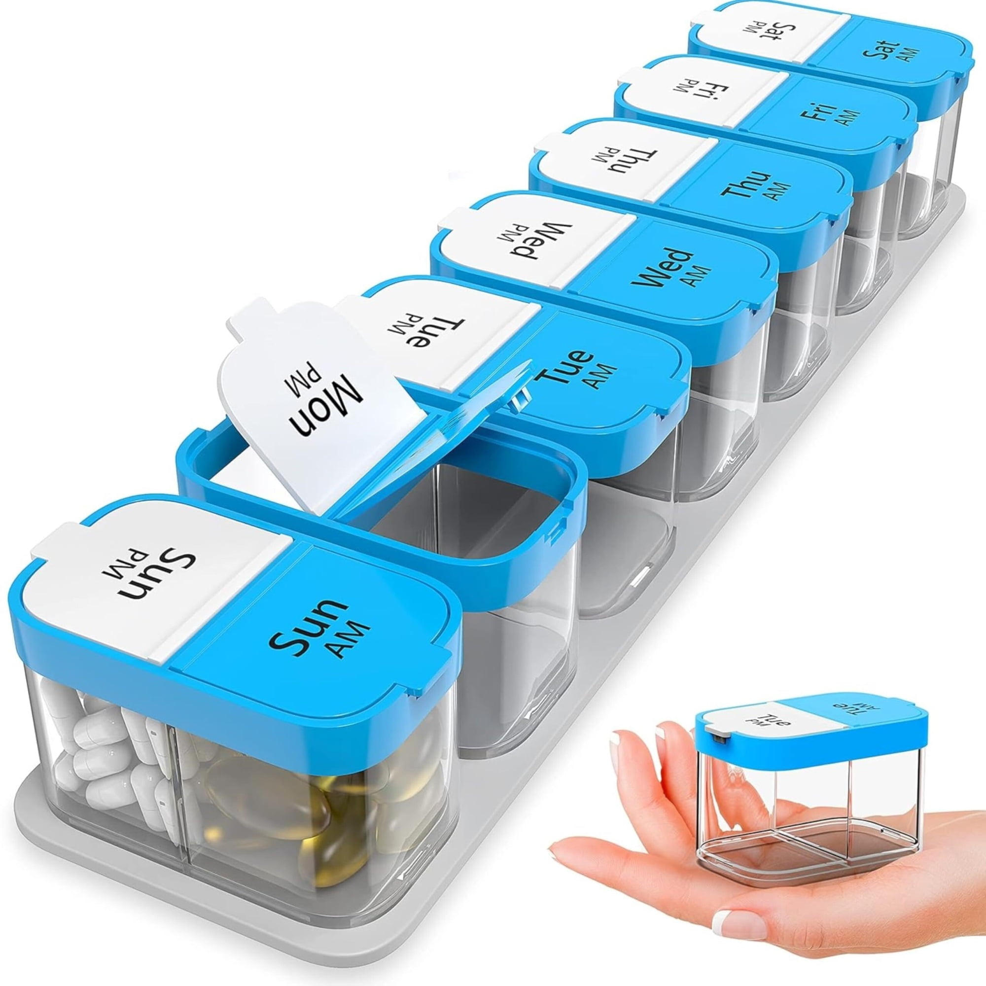 Extra Large Weekly Pill Organizer - XL Vitamin Holder with 7 Detachable ...