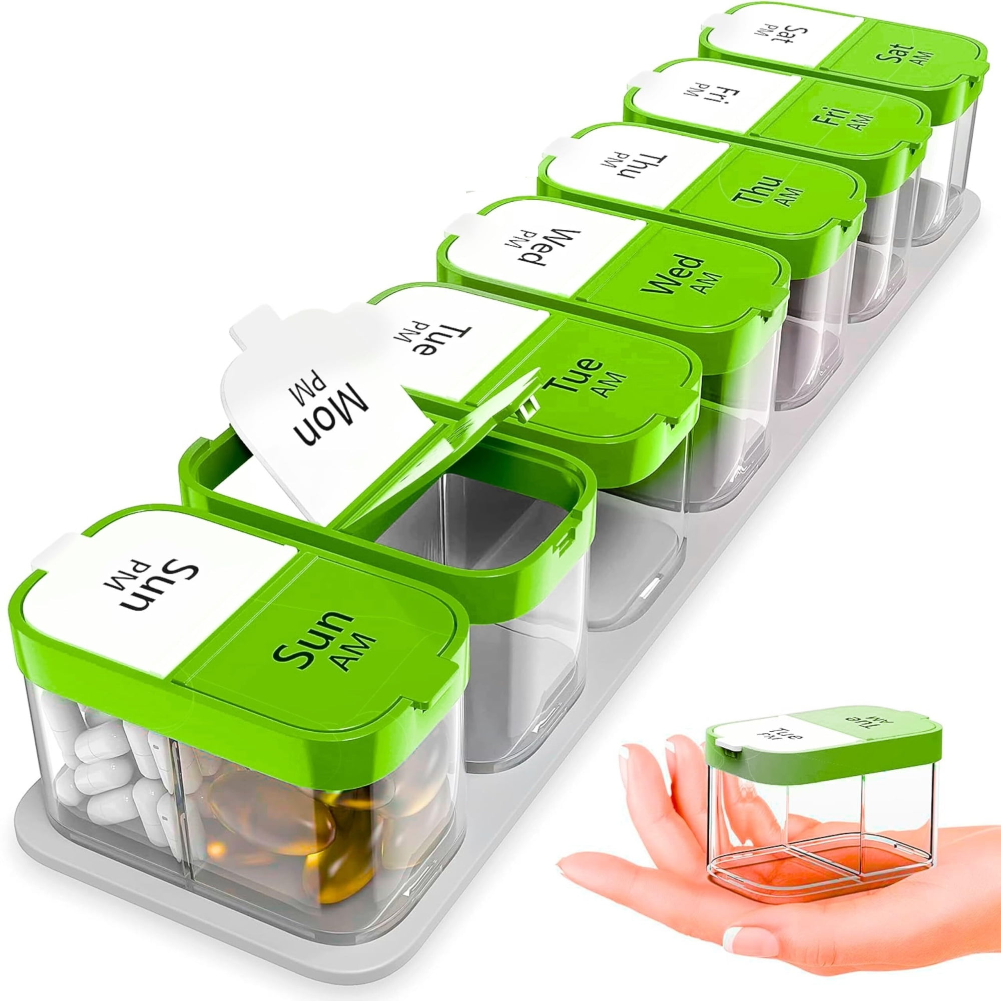 Extra Large Weekly Pill Organizer - XL Vitamin Holder with 7 Detachable ...