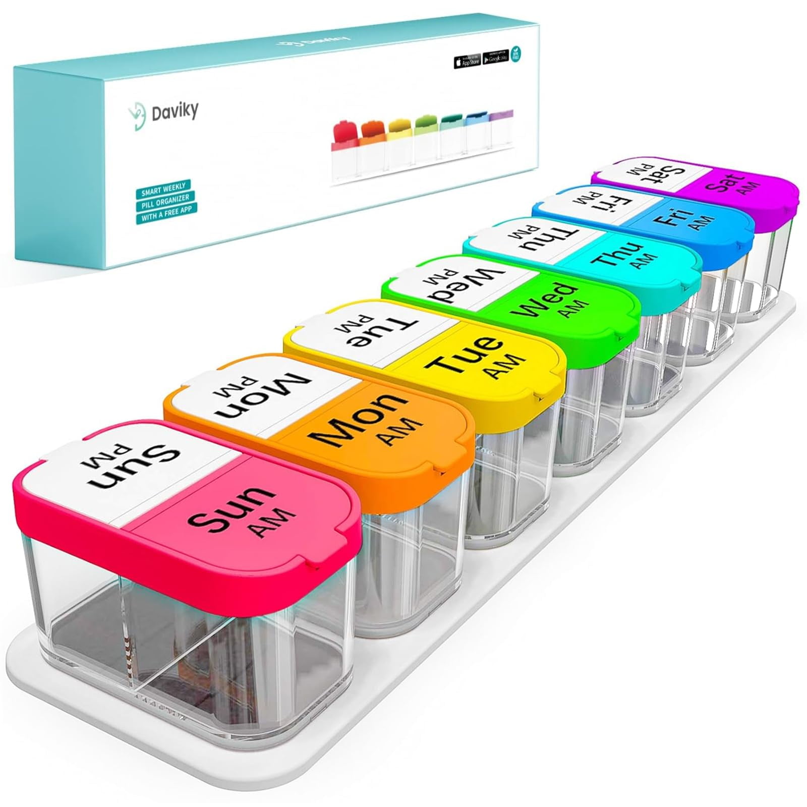 Extra Large Weekly Pill Organizer - XL Vitamin Holder with 7 Detachable ...