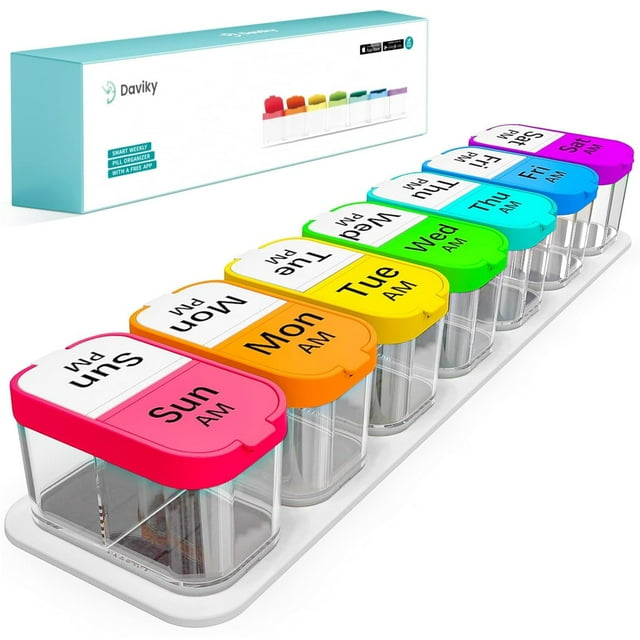 Extra Large Weekly Pill Organizer - XL Vitamin Holder with 7 Detachable ...