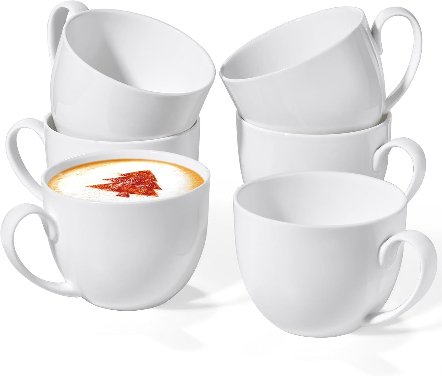 Extra Large White Bone China Cereal Mugs, 22 Oz Ceramic Coffee Mug Set ...