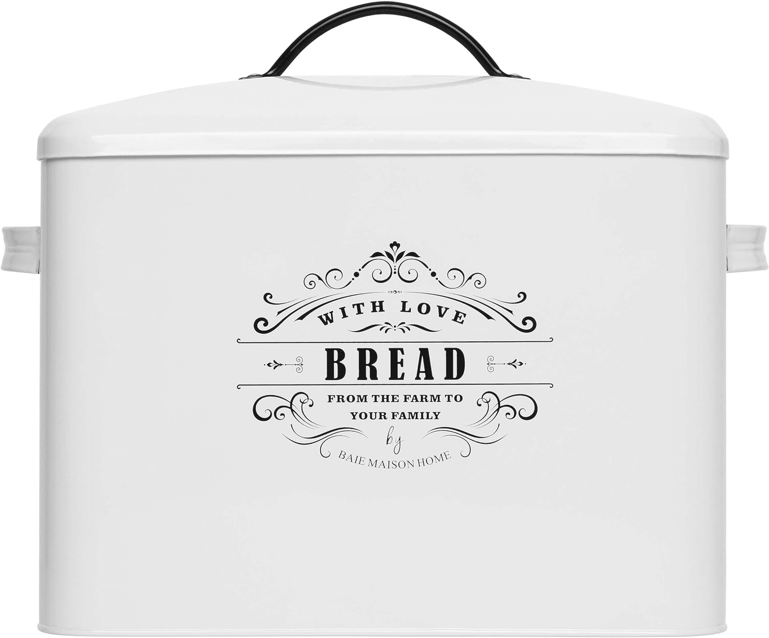 Extra Large White Farmhouse Bread Box for Kitchen Countertop - Holds 2 ...