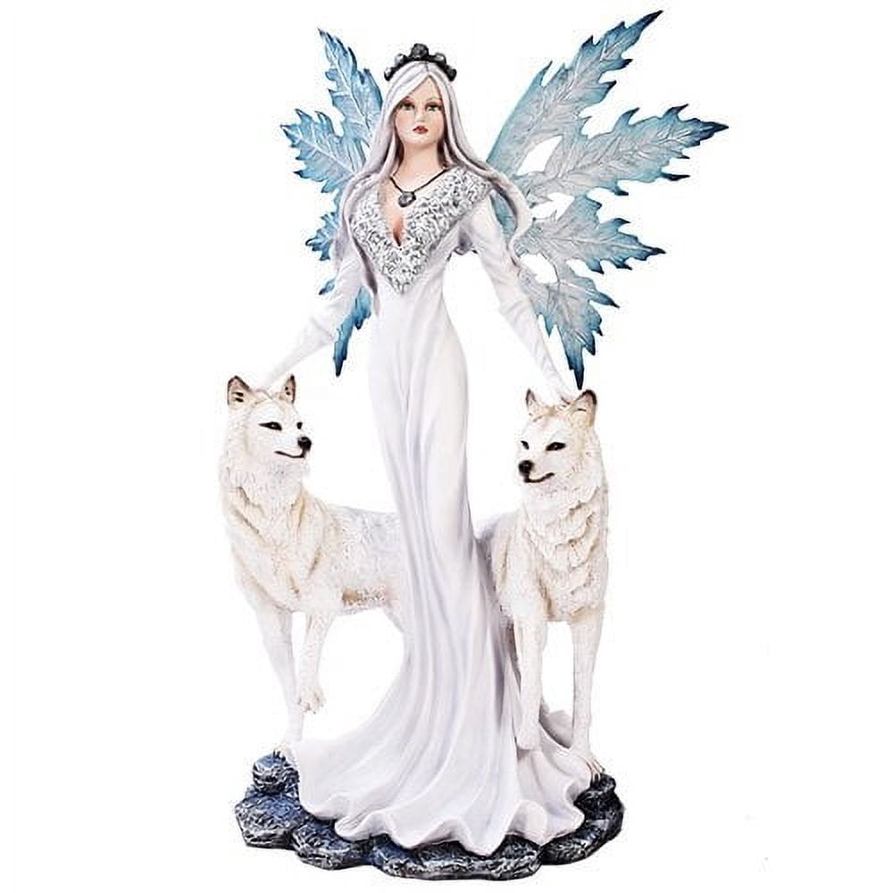 Pacific Trading Extra Large White Tribal Fairy with Wolves Statue ...