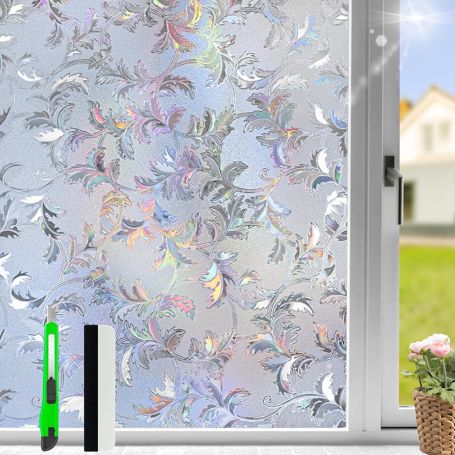 Extra Large Window Privacy Film, Stained Glass Decorative Window Film ...