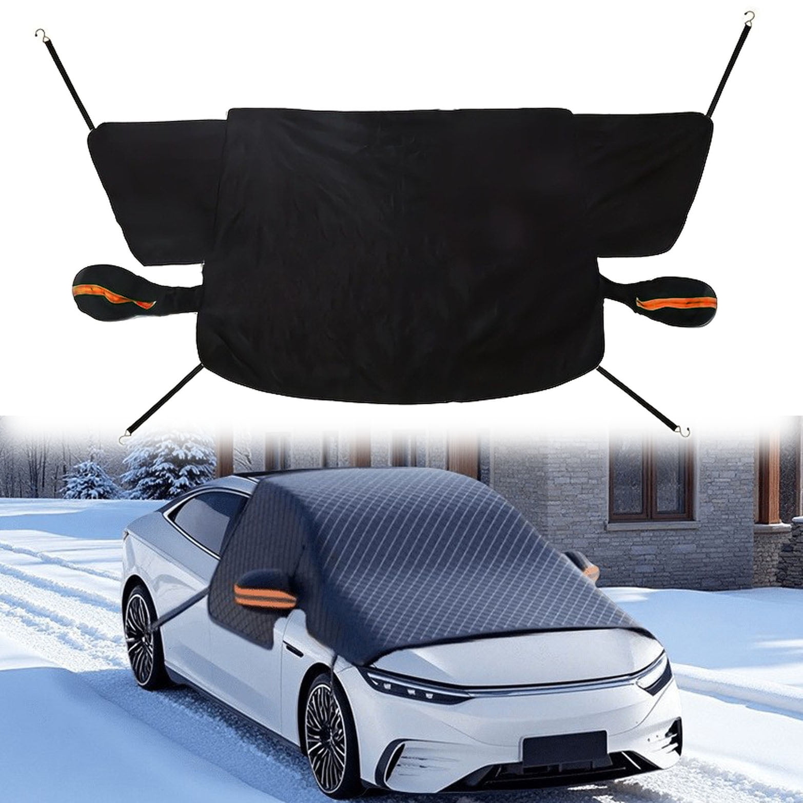 Extra Large Windshield Snow Ice Cover with Side Mirror Covers, Protects ...
