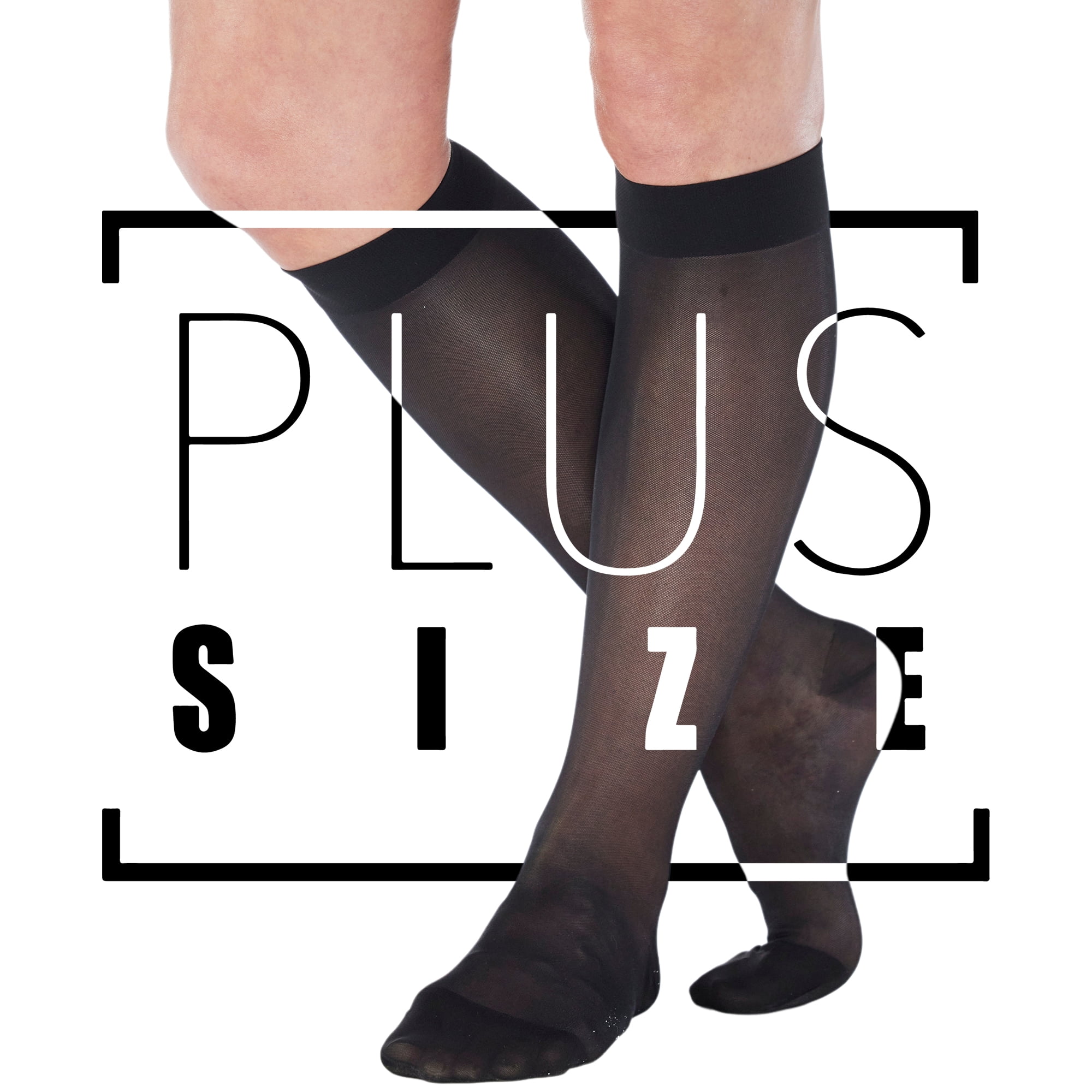 Extra Large Womens Compression Socks for Sports 15-20mmHg - Black, 5XL ...