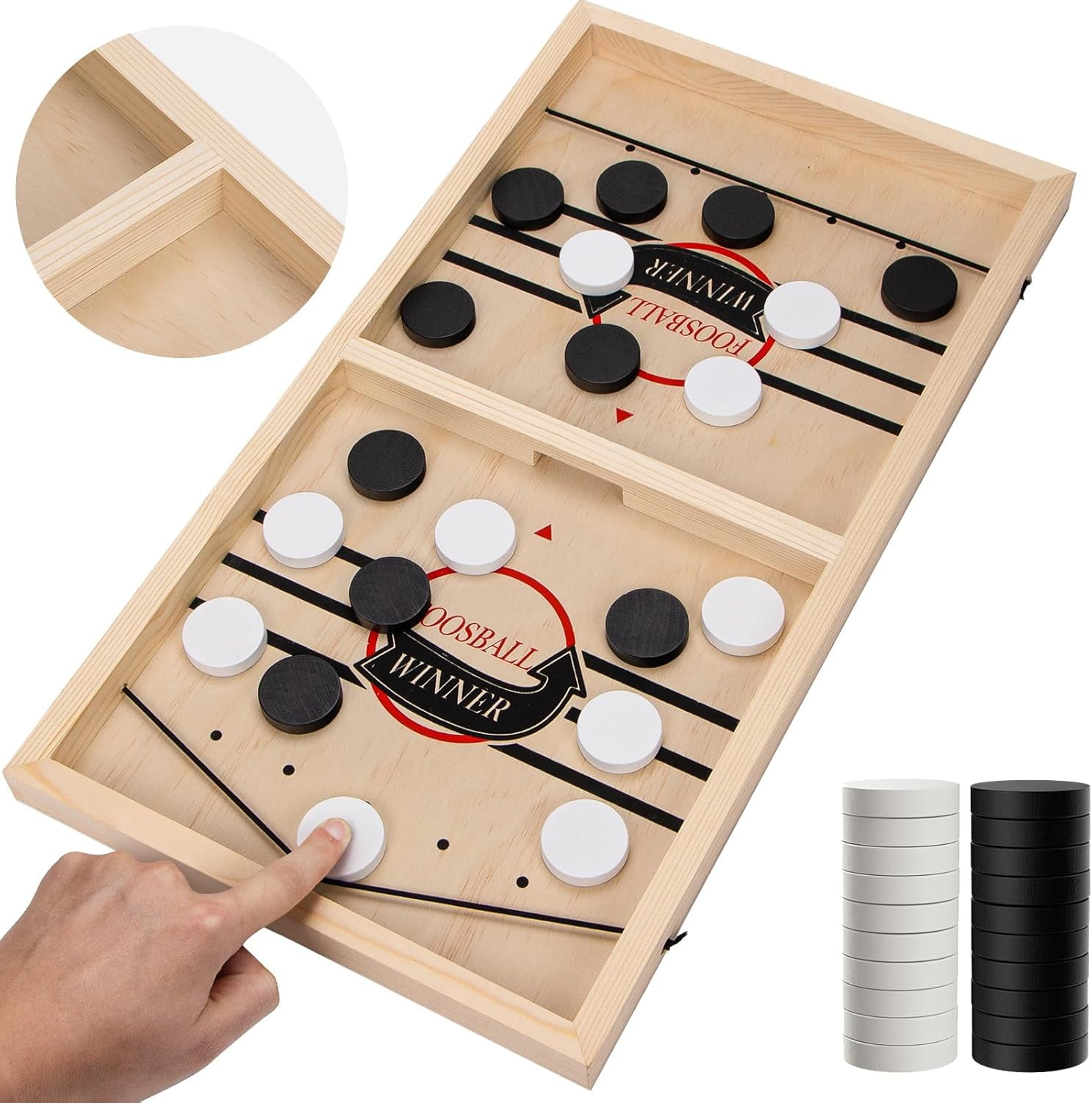 Extra Large Wooden Fast Sling Puck Game – Super Sling Hockey Table for ...