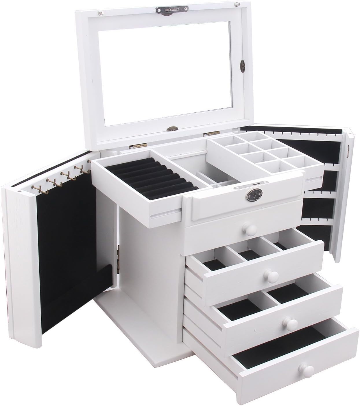 Extra Large Wooden Jewelry Box / Jewel Case Cabinet Armoire Ring ...