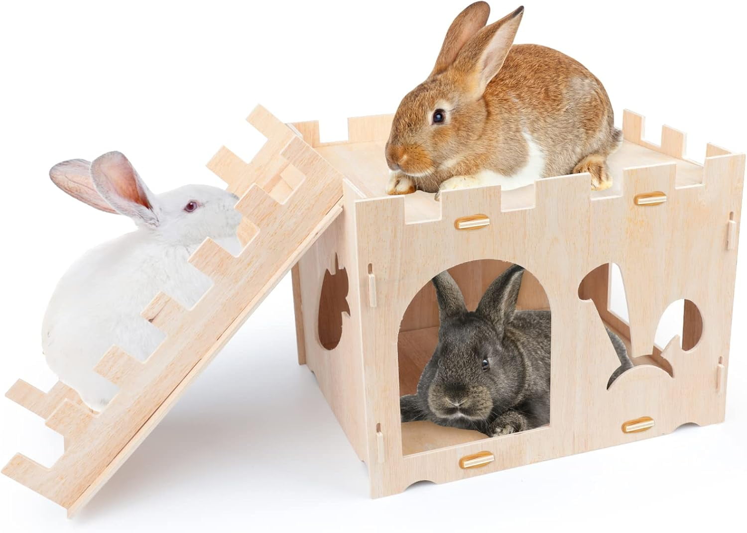 Extra Large Wooden Rabbit Castle Bunny House and Hideouts Detachable ...