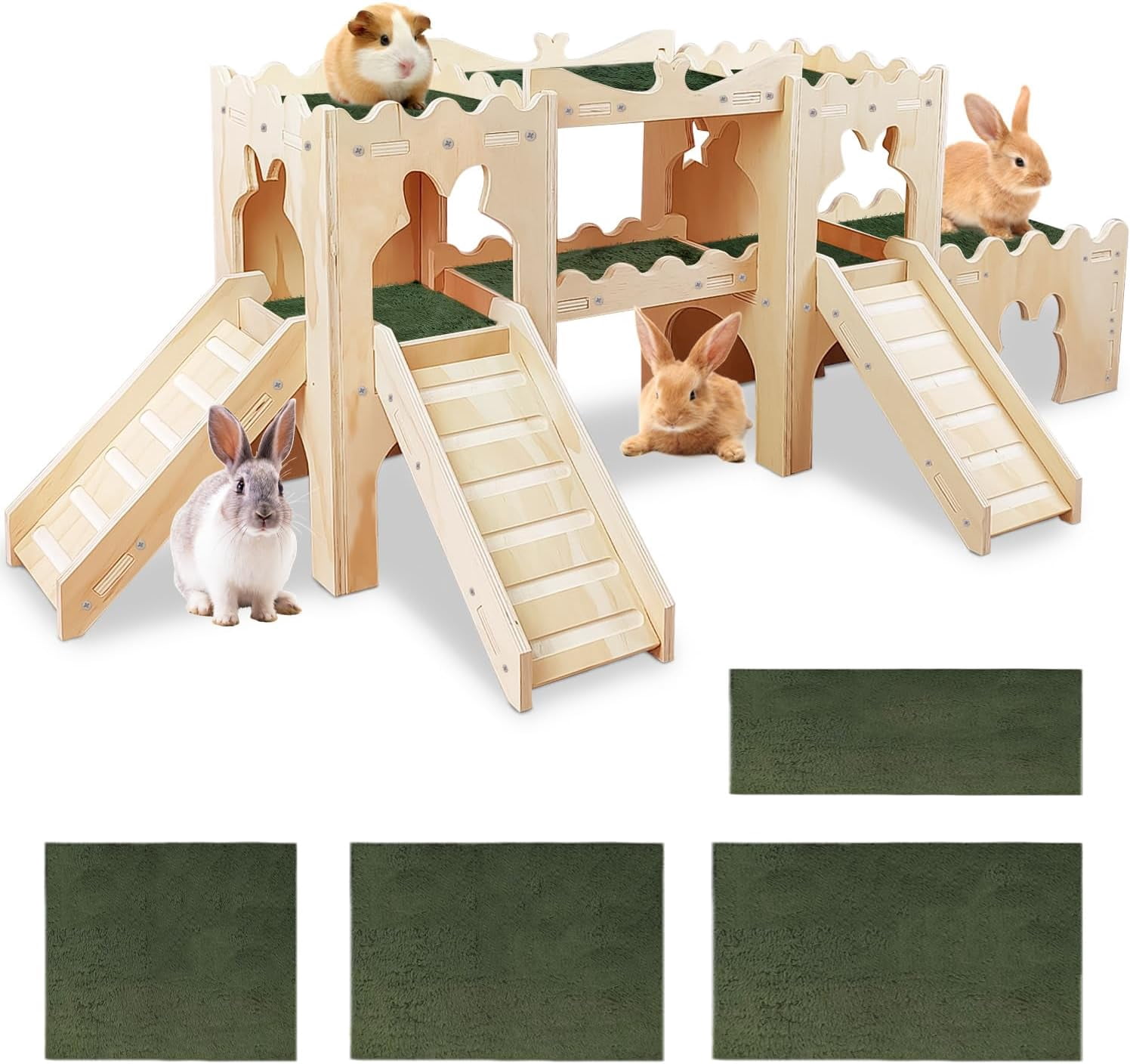 Extra Large Wooden Rabbit Castle Hideaway Tunnel and Bed Small Animal ...