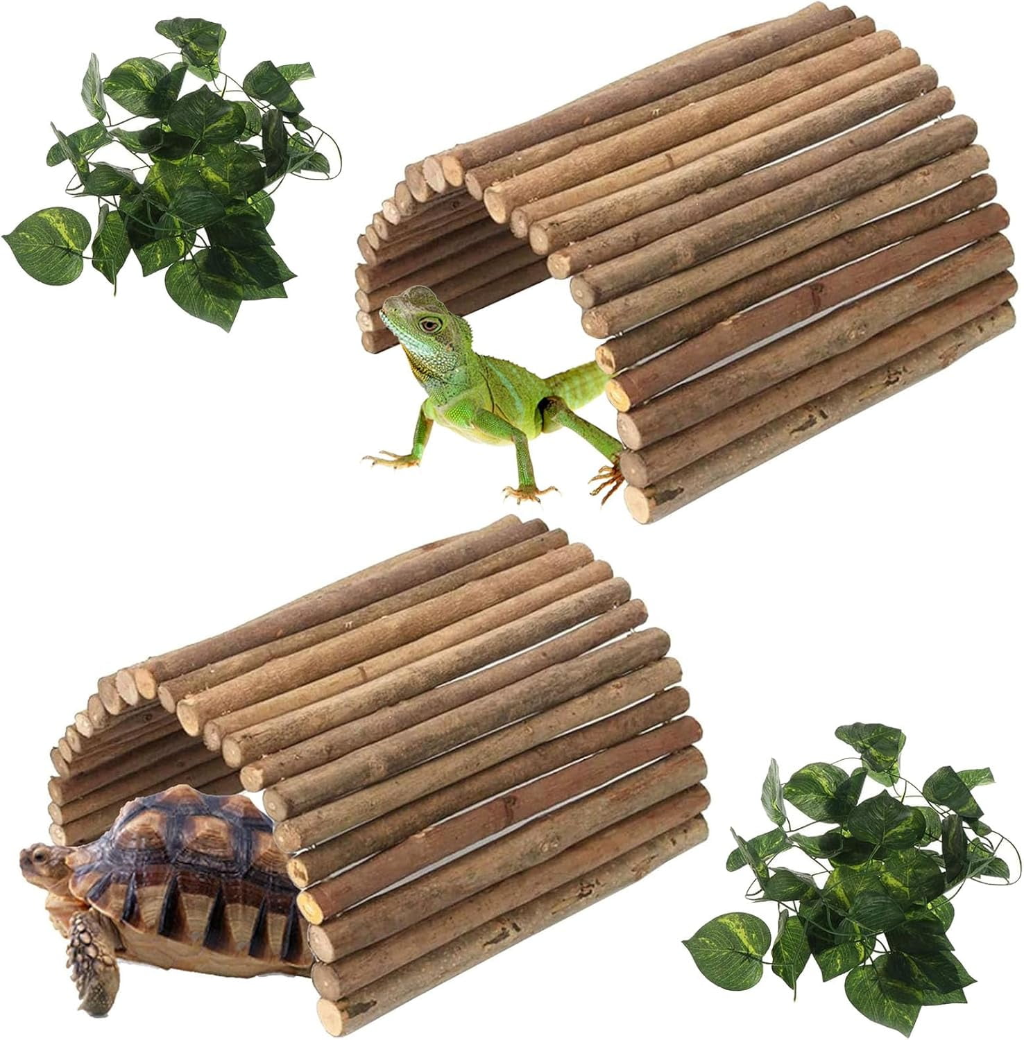 Extra Large Wooden Reptile Hideout Bearded Dragon Bendy Bridge Climbing ...
