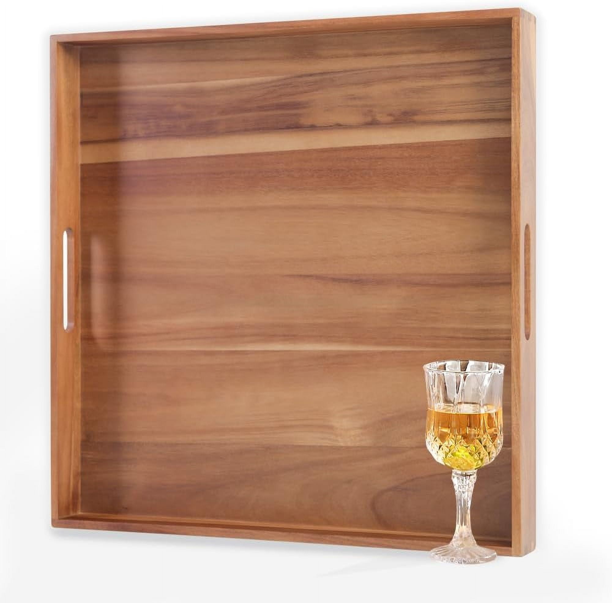 Extra Large Wooden Serving Tray with Handles,Multi-Use Acacia Wood ...