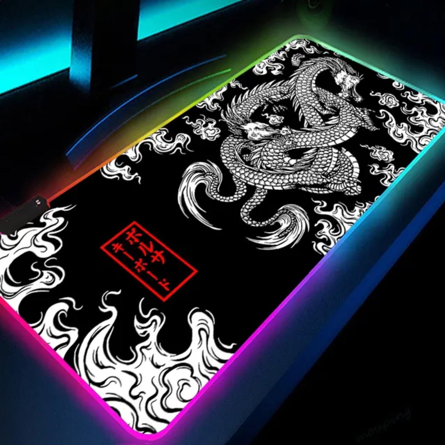 Premium Extra Large XXL RGB Dragon Design Gaming Mouse Pad with Black ...