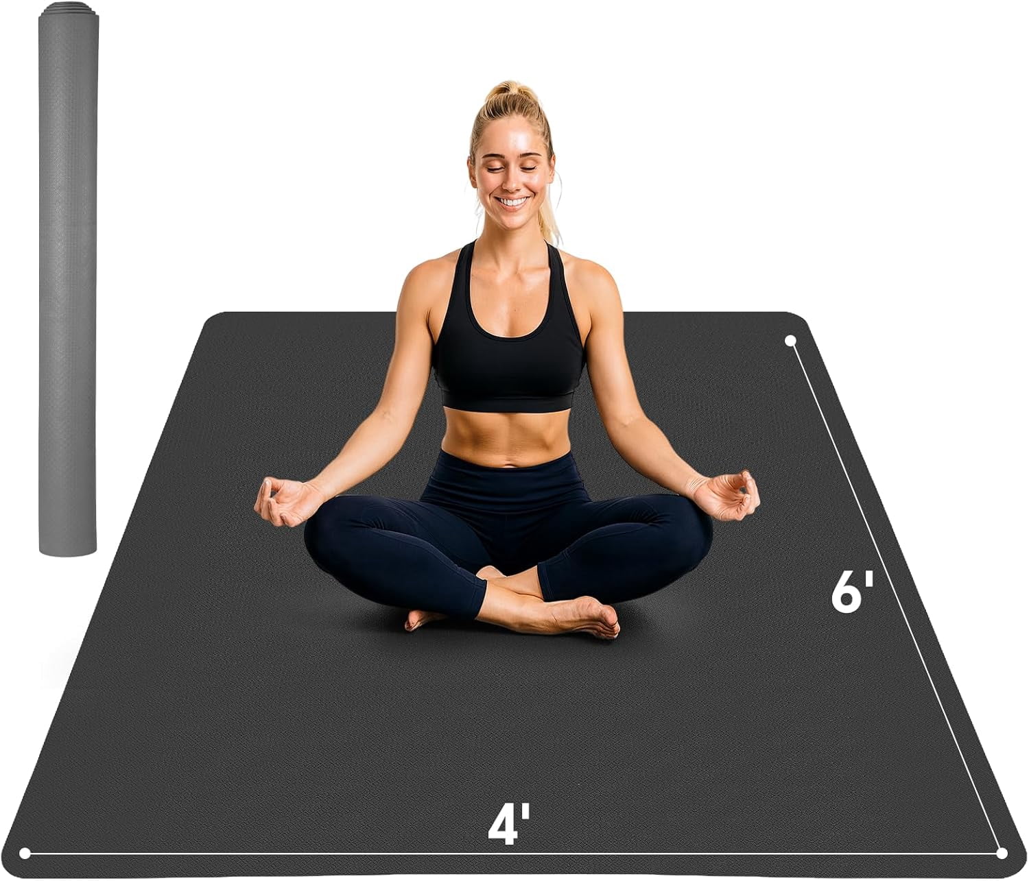 Extra Large Yoga Mat 6'x4'(1/3" & 1/4" Thick), Non-Slip, Ultra Durable ...