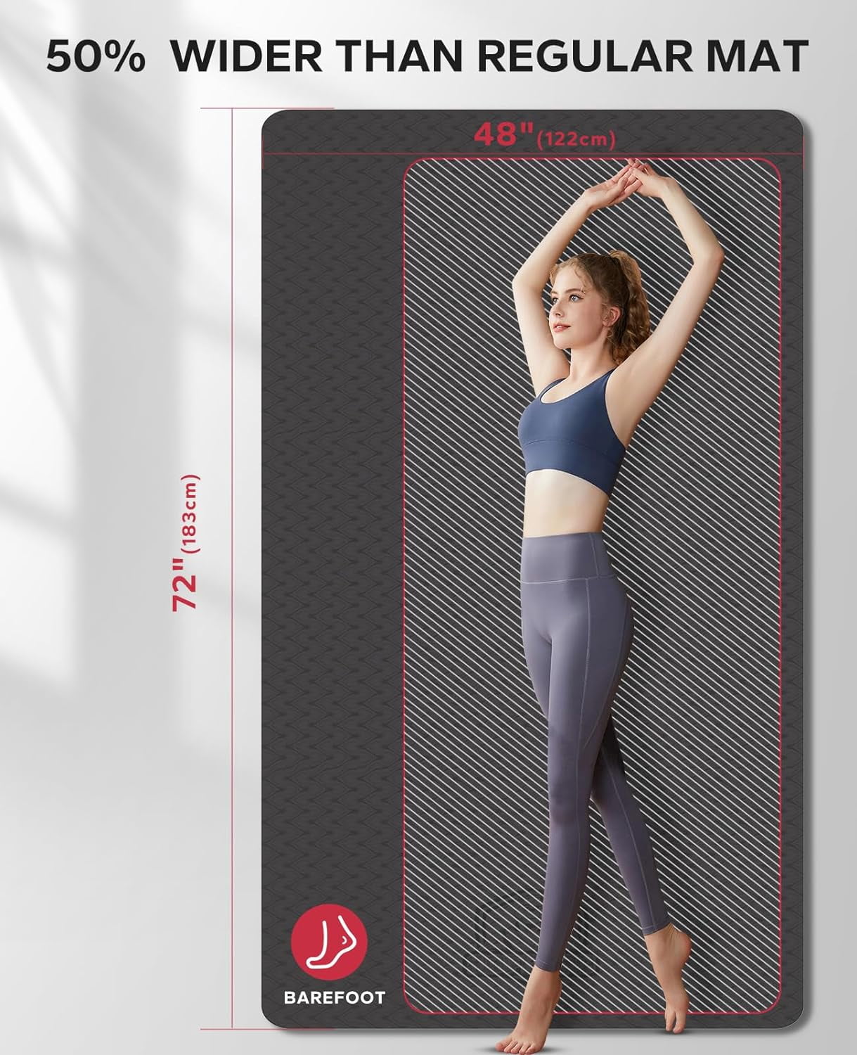 Extra Large Yoga Mat - 72"x48"/78"x54", 1/4" & 1/3" Thick, Non-Slip ...
