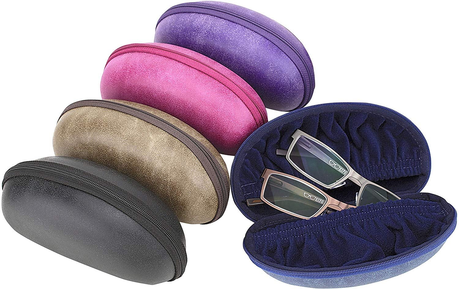 Extra Large Zip Up Eyeglass Case For Men & Women, Fits 2 Pairs Of ...