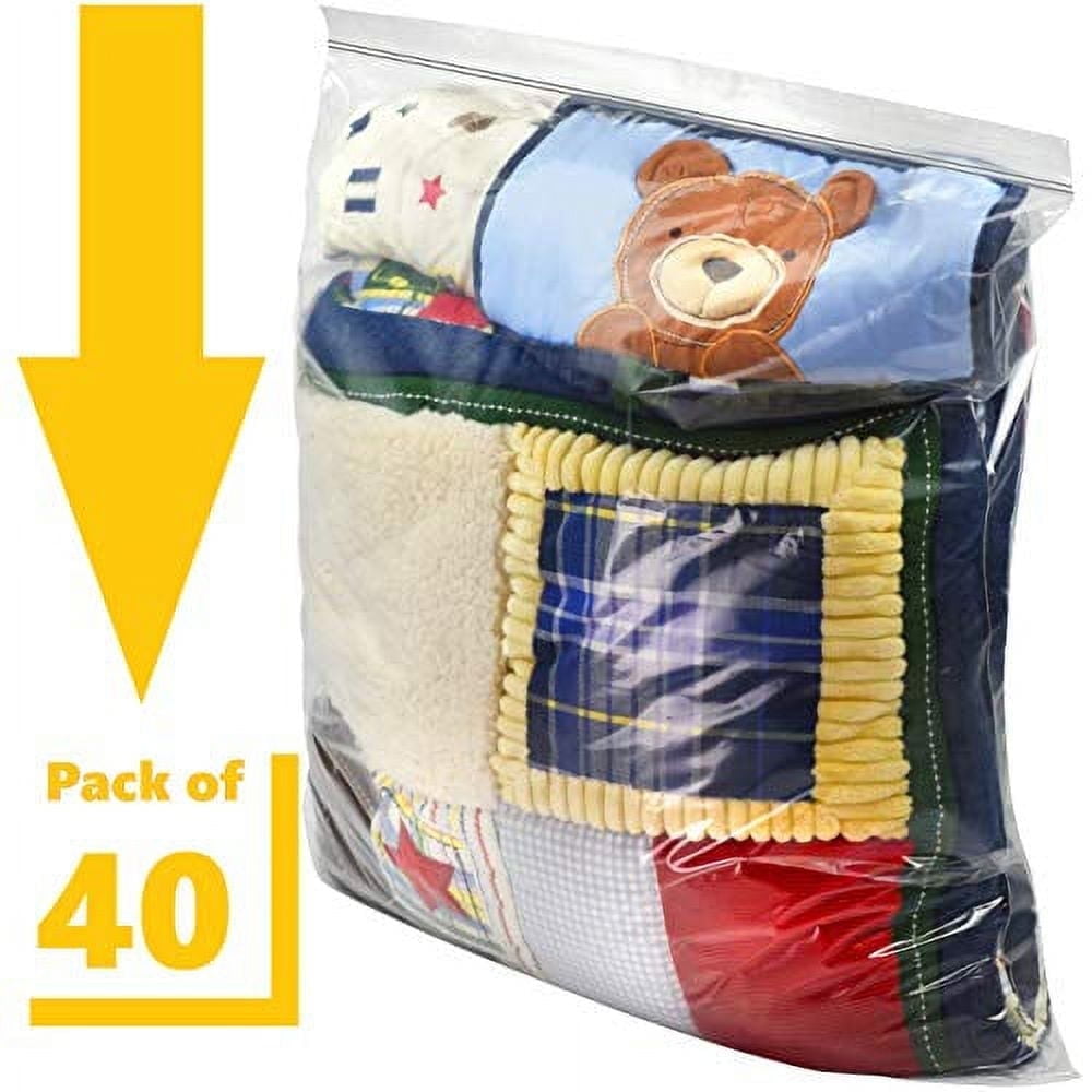 Jumbo ZipLock 5 Gallon Resealable Plastic ZipLock XL Storage Bags - 40 ...