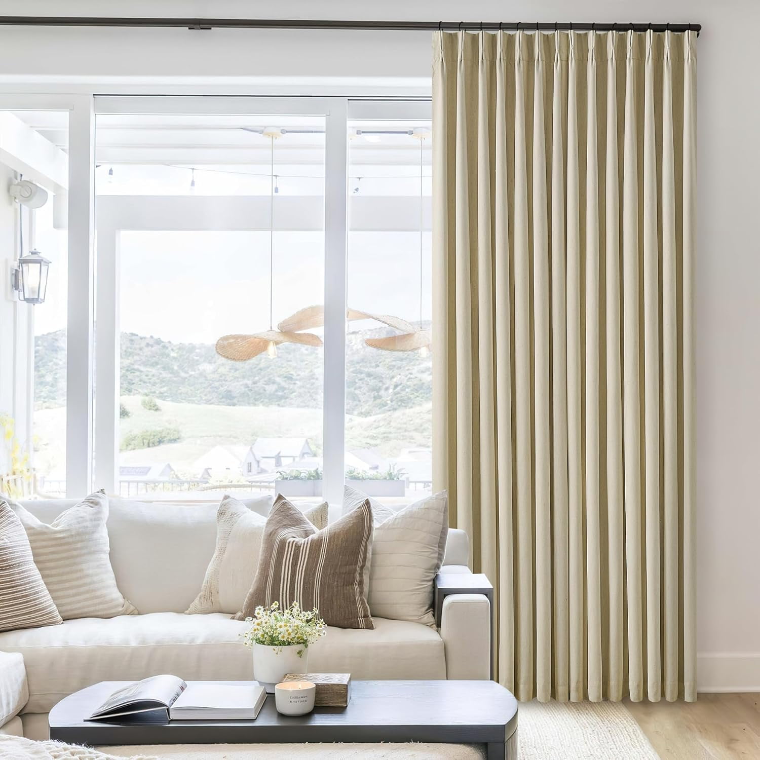 Extra Long 100% Blackout Linen Curtains 120 Inches Long for Living Room ...