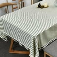 Extra Long 120 Inch Cotton Tablecloths Olive Green Stripe Table Cloth ...
