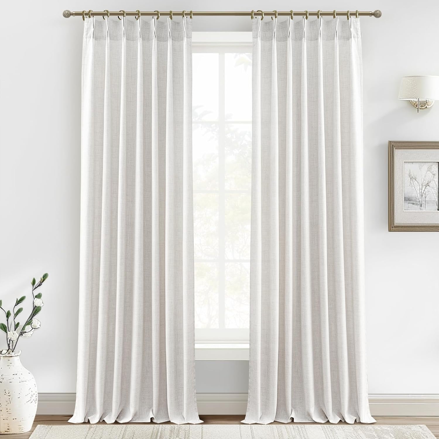 Extra Long 120 Inch Curtains,Thick Linen Lush Decor Sheer Pleated ...