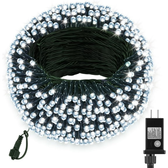 JINYUN-132Ft Christmas String Lights Plug in, 400 Warm White LED Lights ...