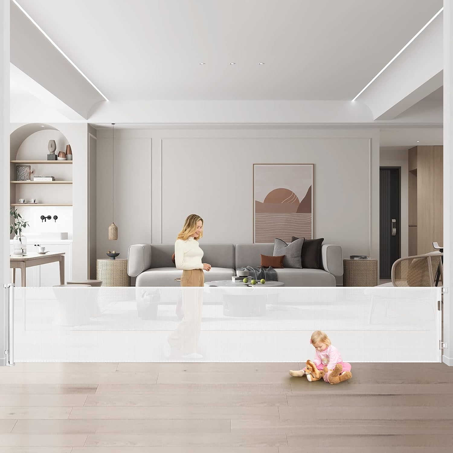 Extra Long 175 Inch Baby Gates for Large Openings Indoor Retractable ...