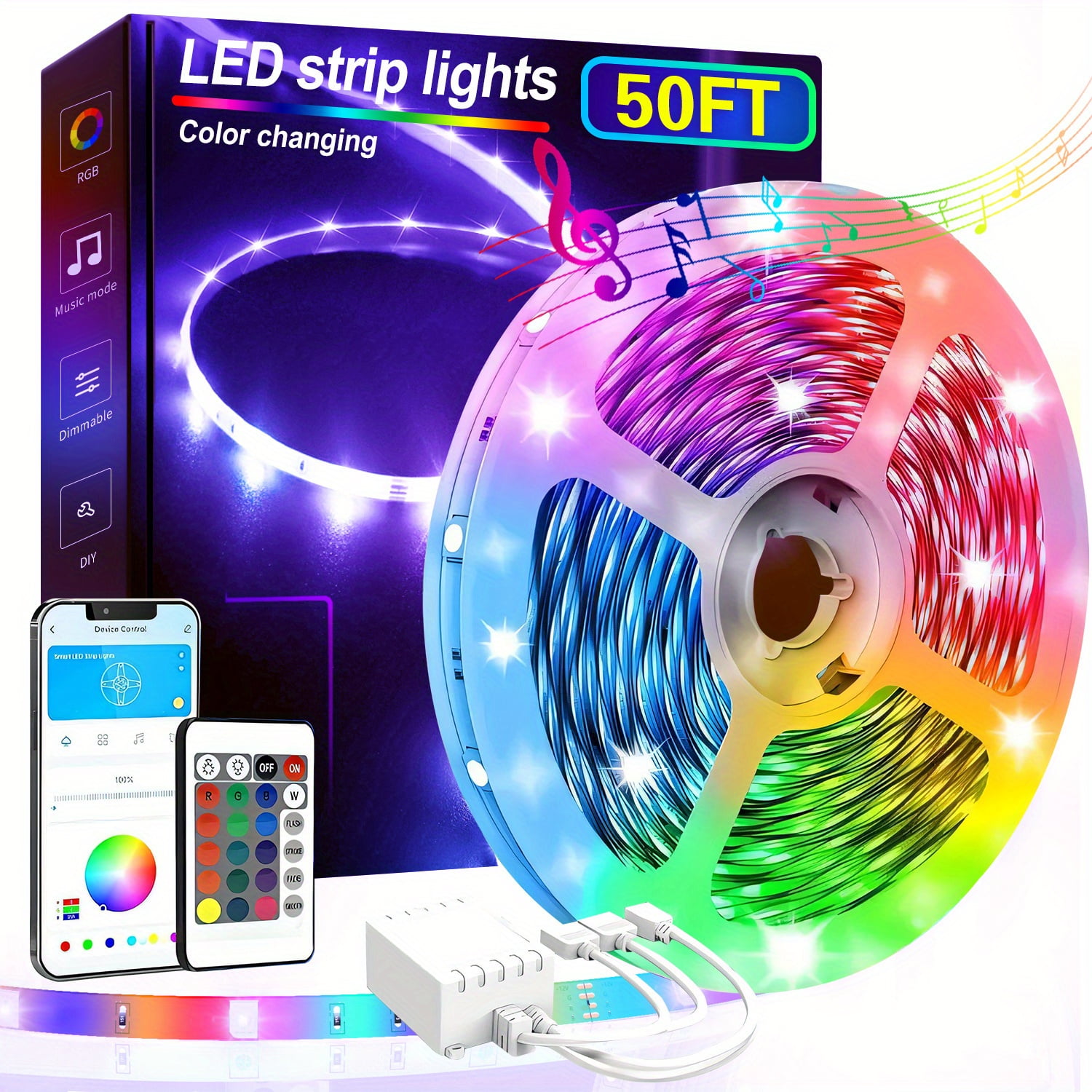 Extra Long 260ft Smart LED Strip Lights, RGB LED Lights with App And ...