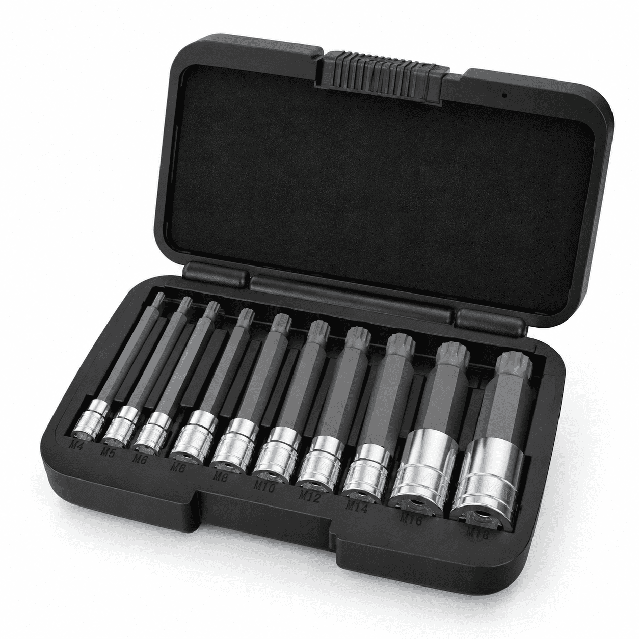 Extra Long 4-inch Triple Square Spline Bit Socket Set, 10-piece S2 ...