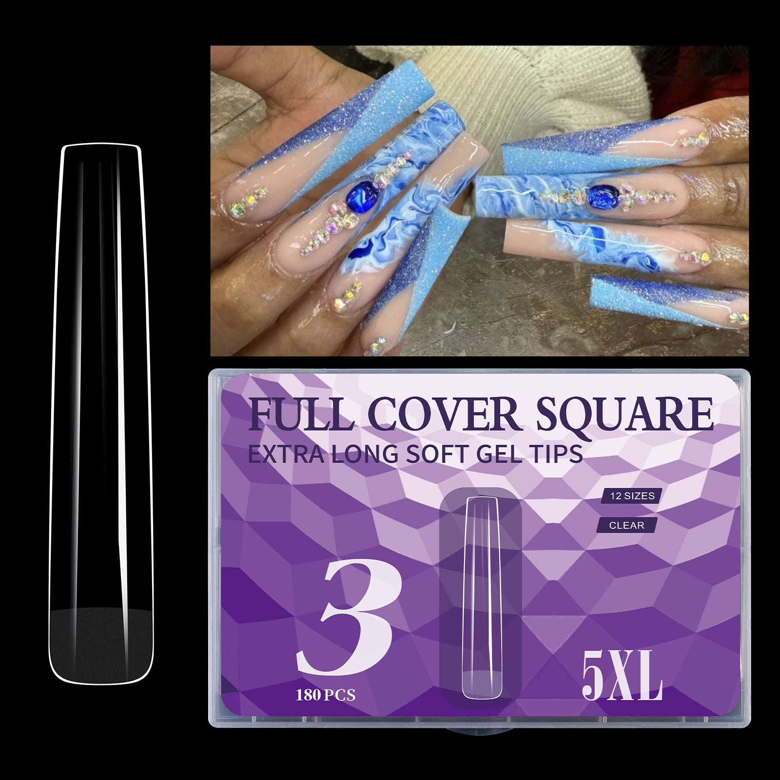 Extra Long 5xl Clear French Nails Tips For Creative Nails Designs