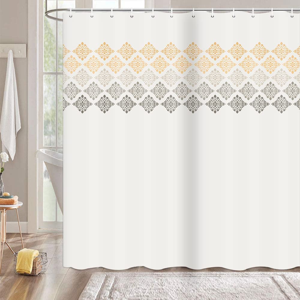 Extra Long 72x84 Shower Curtain Beige Yellow Boho Simple Shower Curtain Set for Bathroom ...