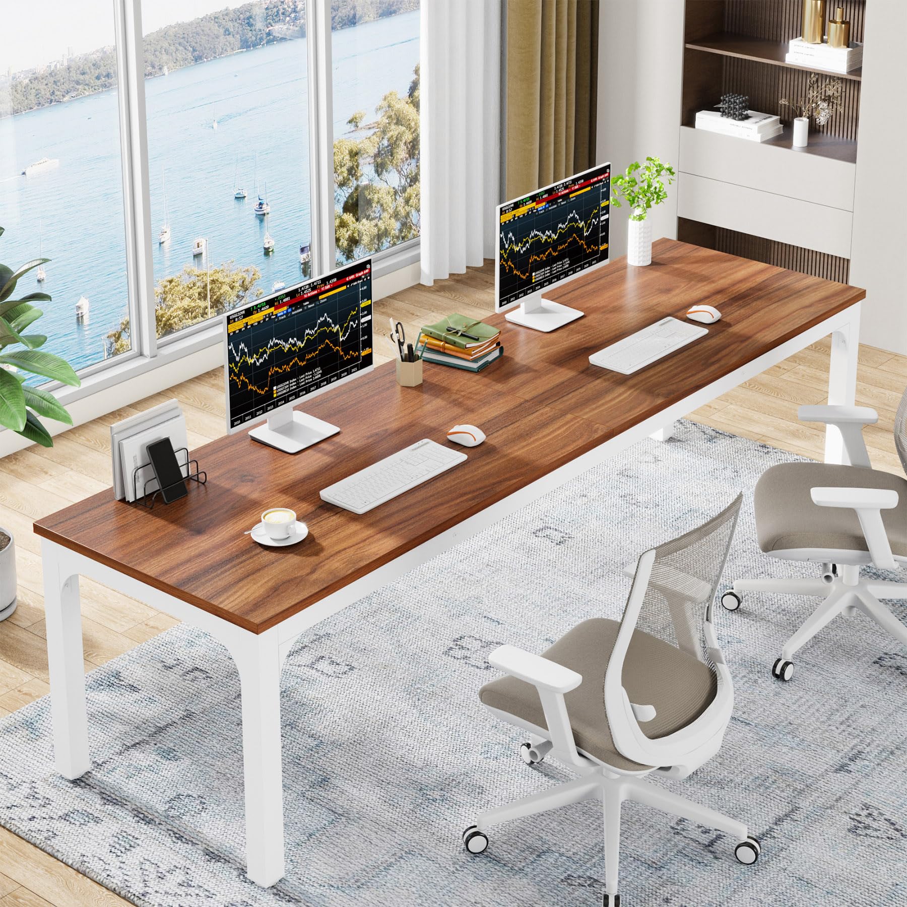 Extra Long 78.7 Inch Two Person Computer Desk, Double Workstation for ...