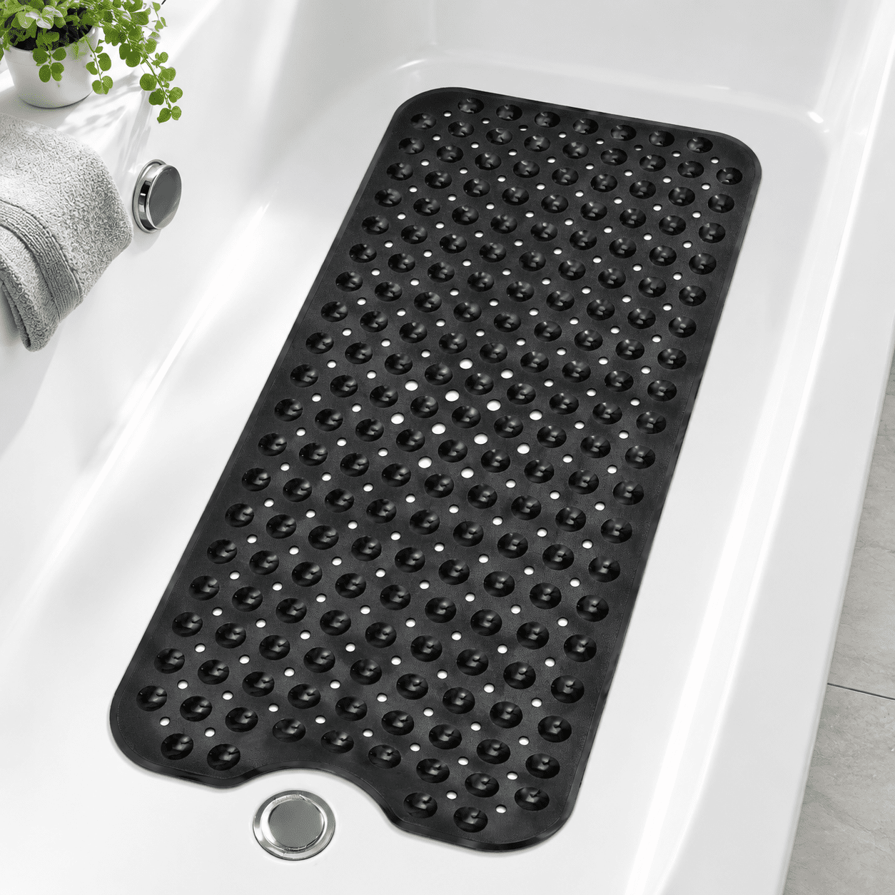 Extra Long Bathtub Mat Non Slip Bath Black 40
