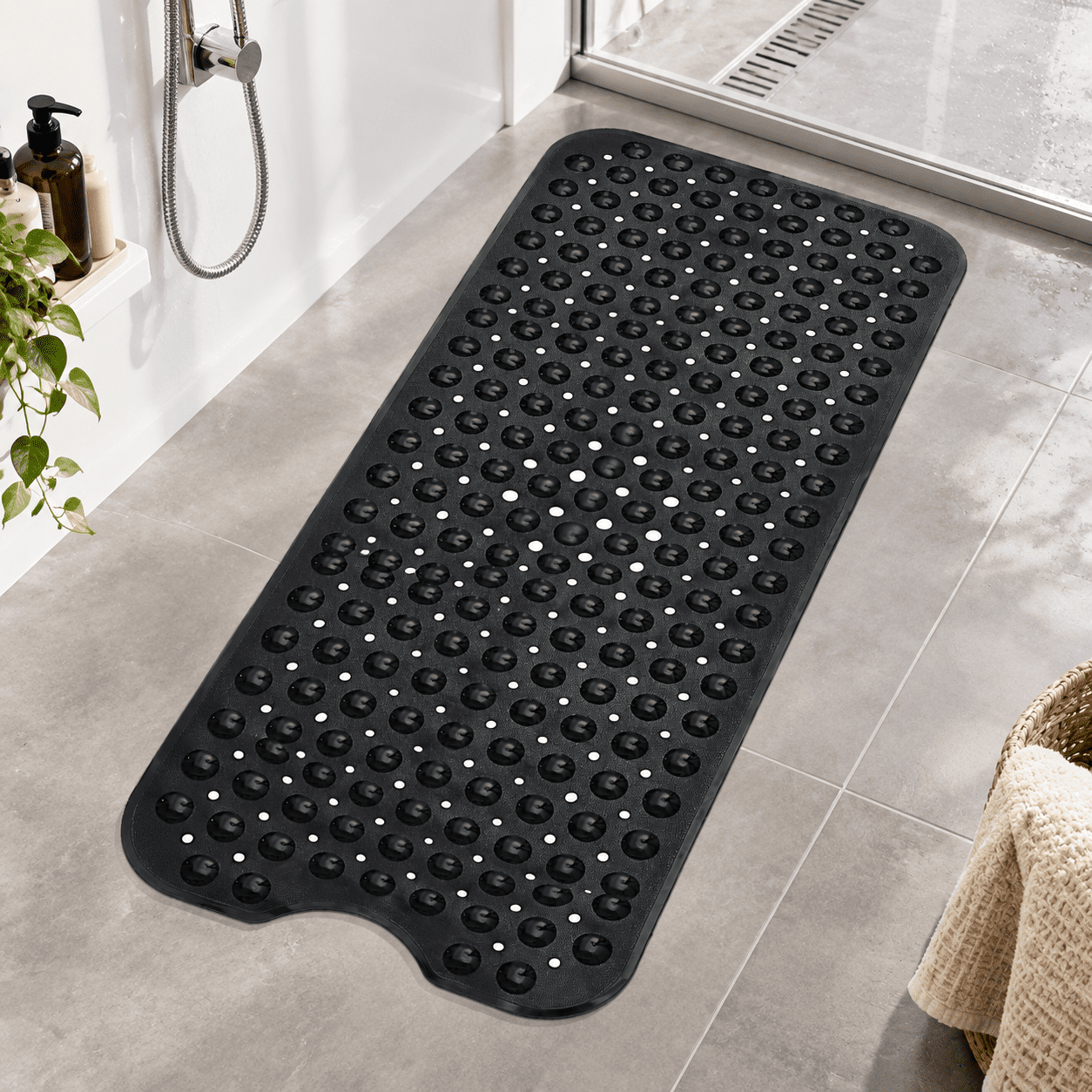 Extra Long Bathtub Mat Non Slip Bath Black 40