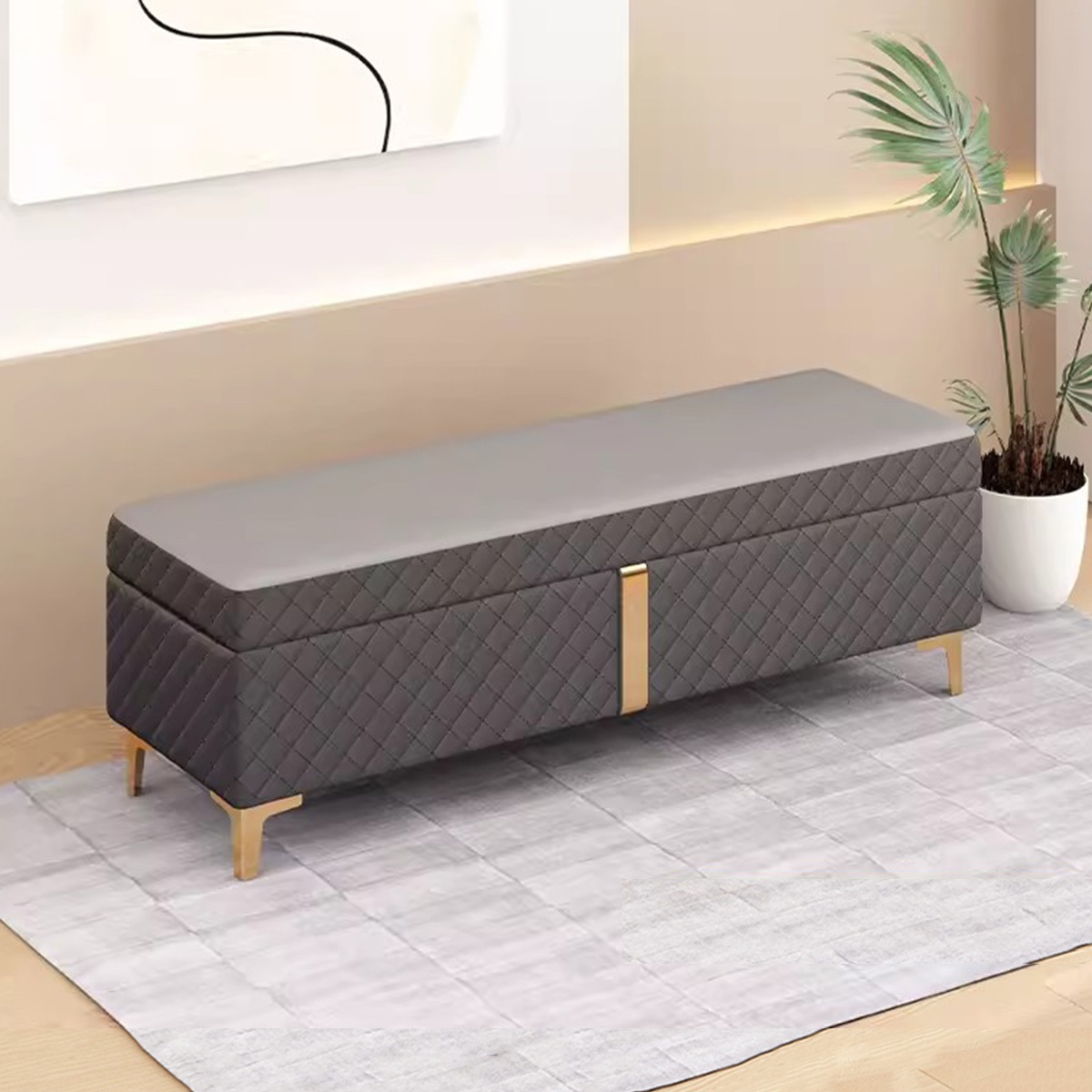 Extra Long Bench Storage Chest Ottoman Stool for Entryway Storage ...
