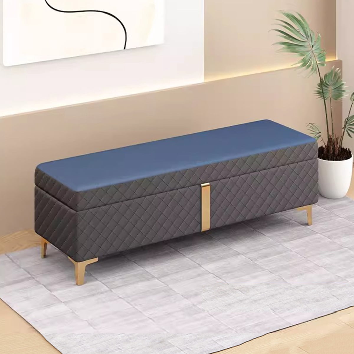 Extra Long Bench Storage Chest Ottoman Stool for Entryway Storage ...