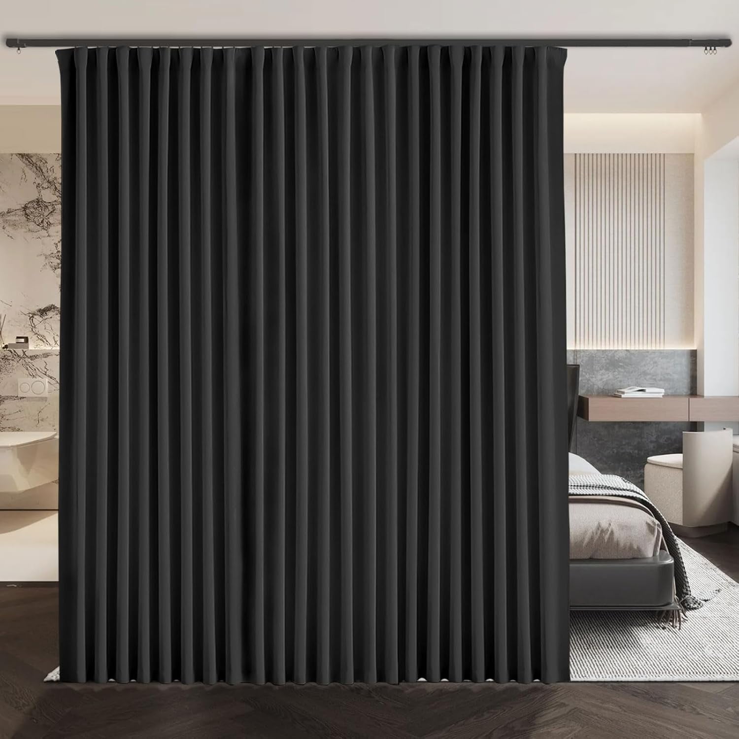 Extra Long Blackout Curtain Panel for High Ceilings, Adjustable 84 to ...