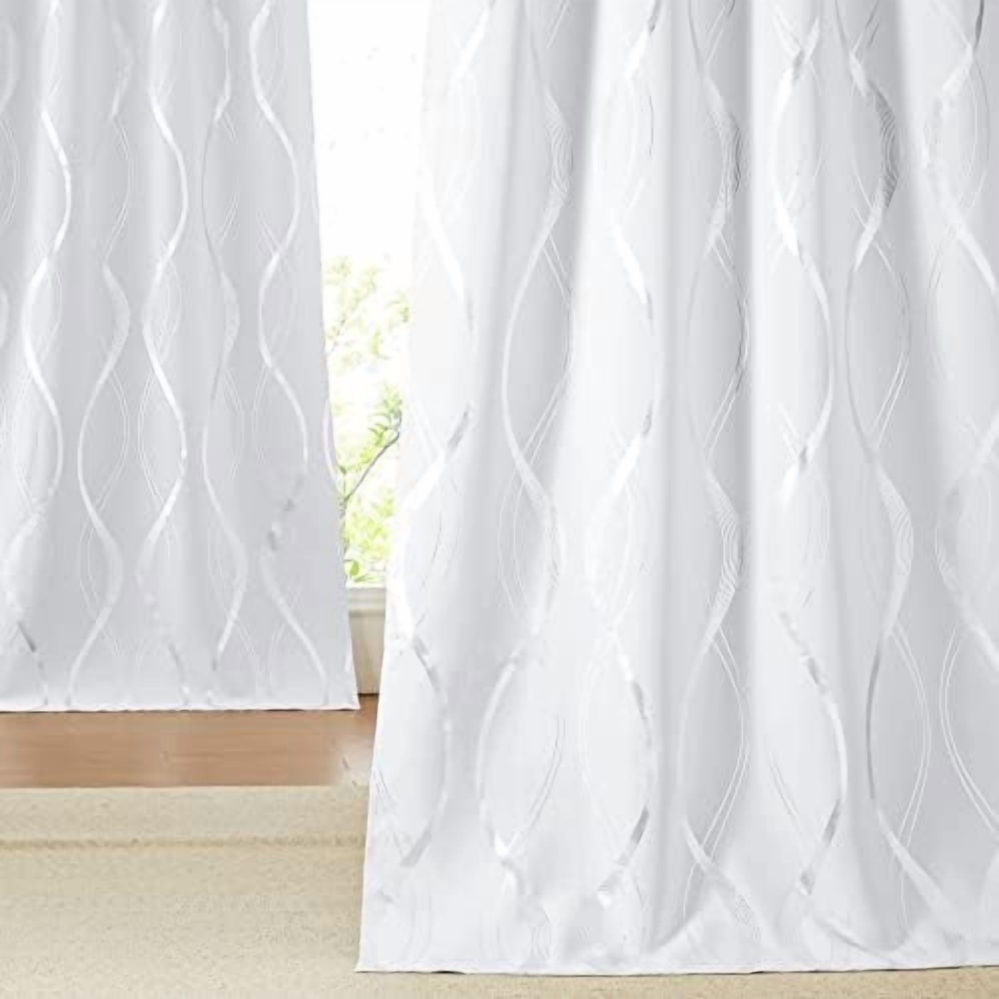 Extra Long Blackout Curtains for Large Window, Greyish White, 2 Panels ...