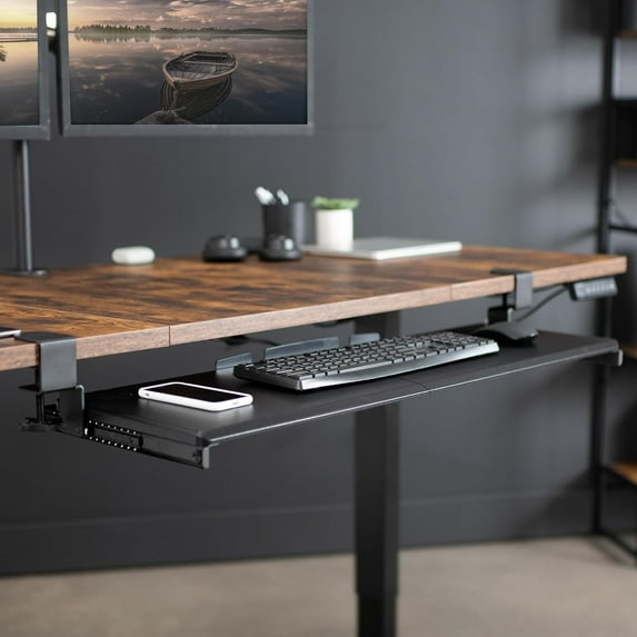 Extra Long Clamp-on Computer Keyboard and Mouse Under Desk Slider Tray ...