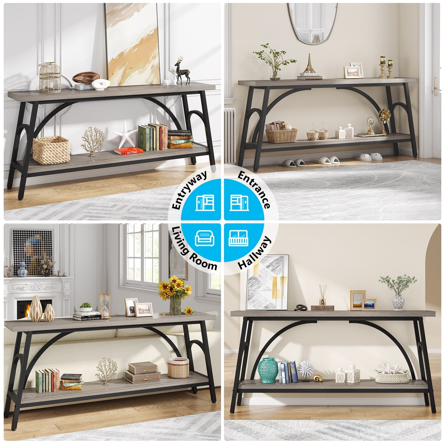 Extra Long Console Table 70.8 Inch Narrow Sofa Tables Entryway Table ...