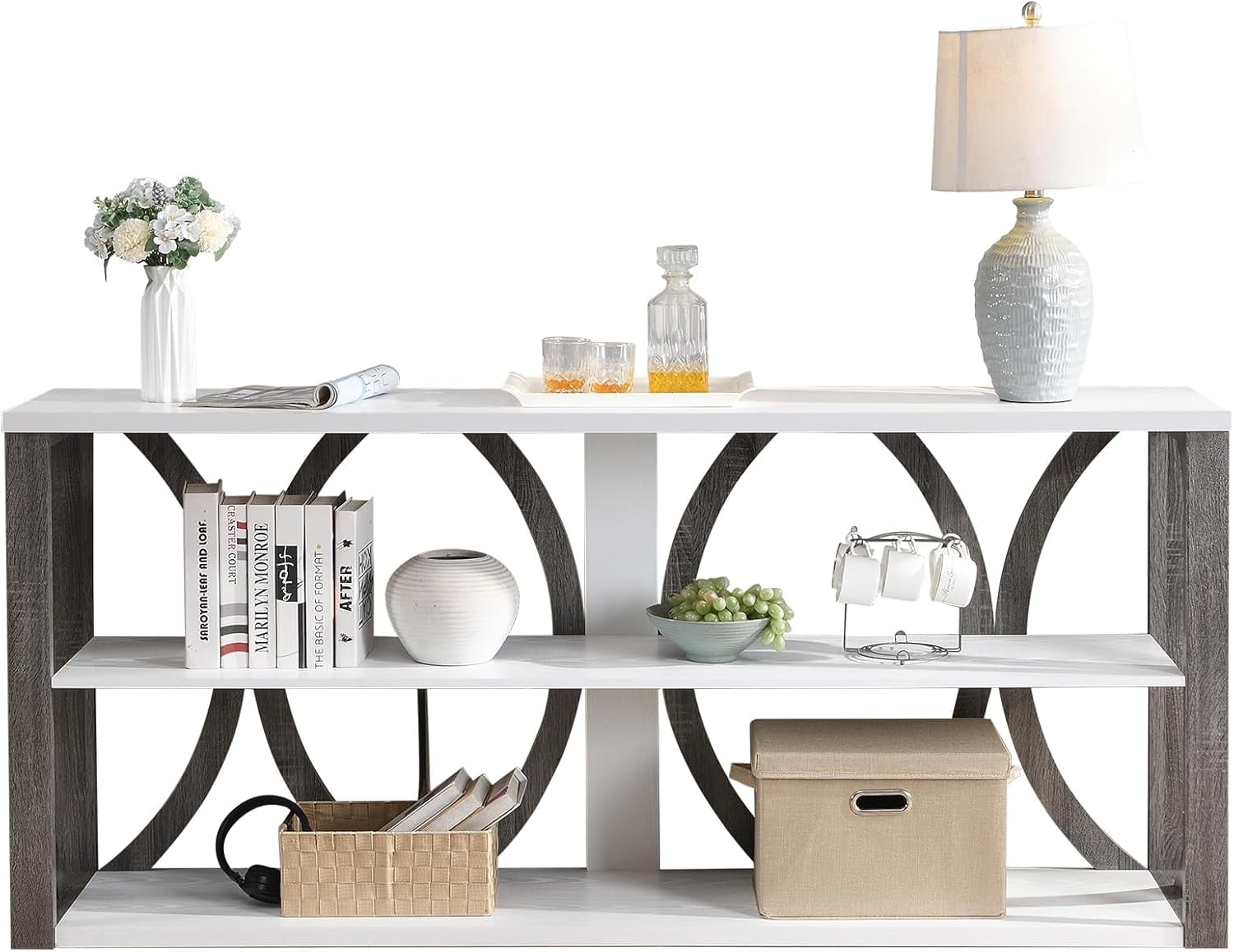 Extra Long Console Table, 70.9'' Narrow Sofa Table Behind Couch, 3 Tier ...