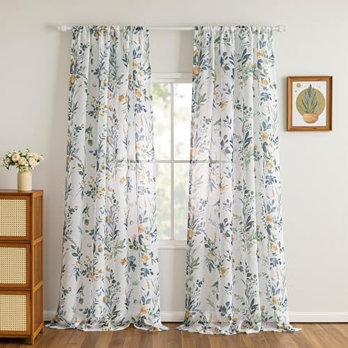 Extra Long Curtains for Living Room Floral Curtains 102 Inches Long for ...