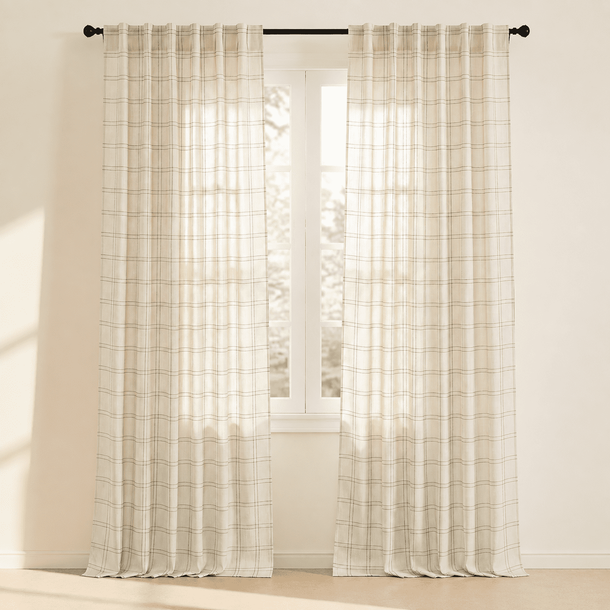 Extra Long Curtarustic Grid Pattern For Farmhouse - Walmart.com