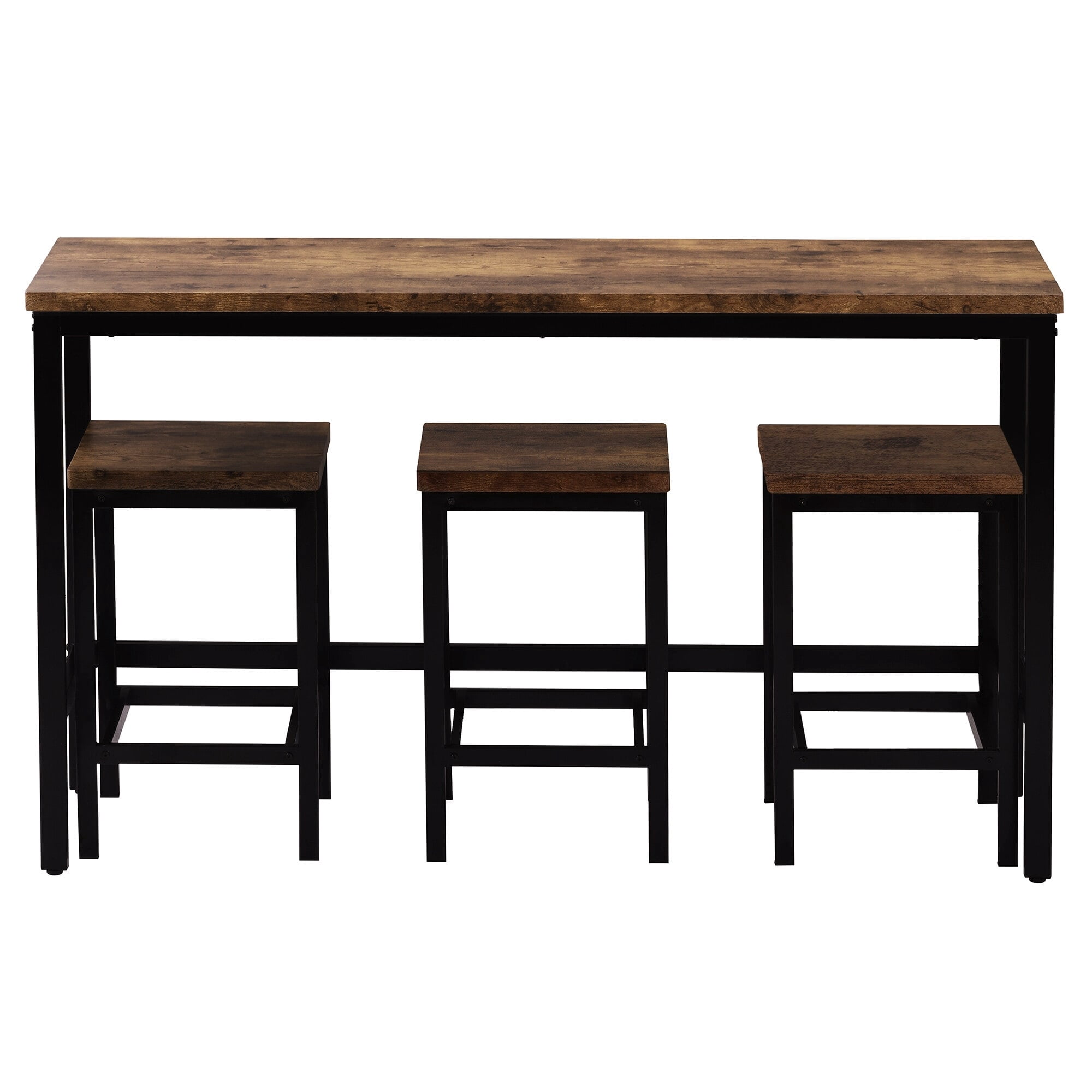 Extra Long Dining Table Set with 3 Stools Pub Brown - Walmart.com