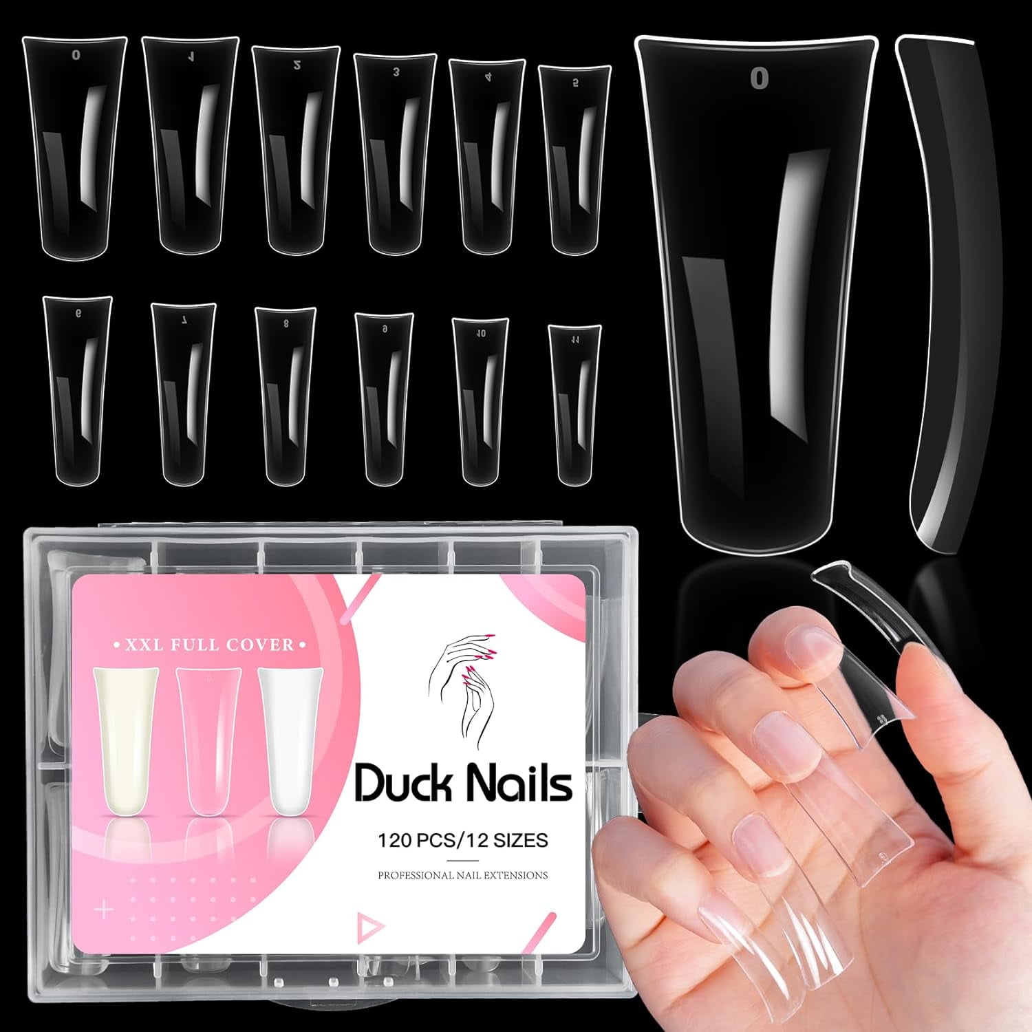 Extra Long Duck Nail Tips Xxl Clear Duck Nails 120pcs Full Cover Duck