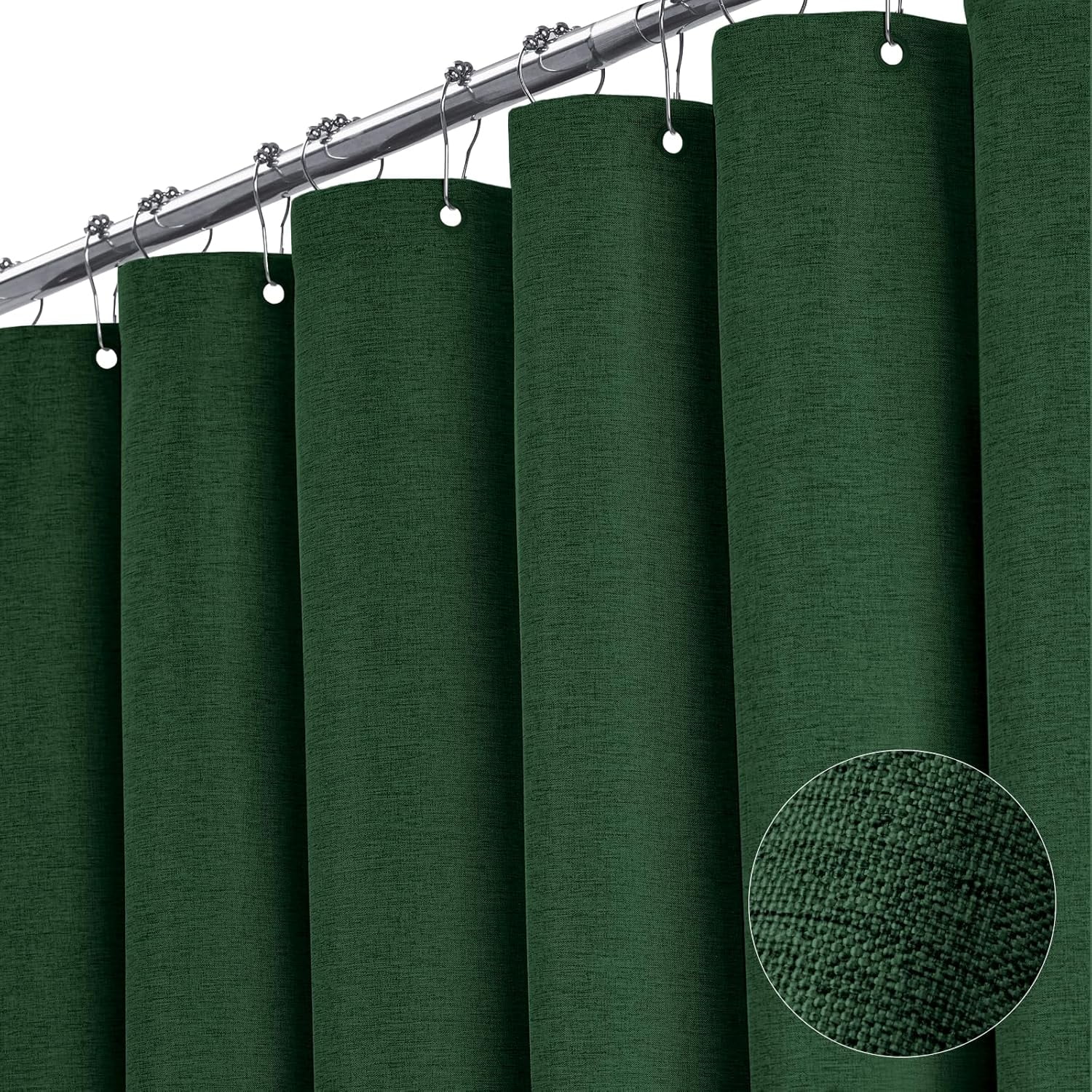 Extra Long Fabric Shower Curtain, 96 Inch Linen Textured Heavy Duty ...