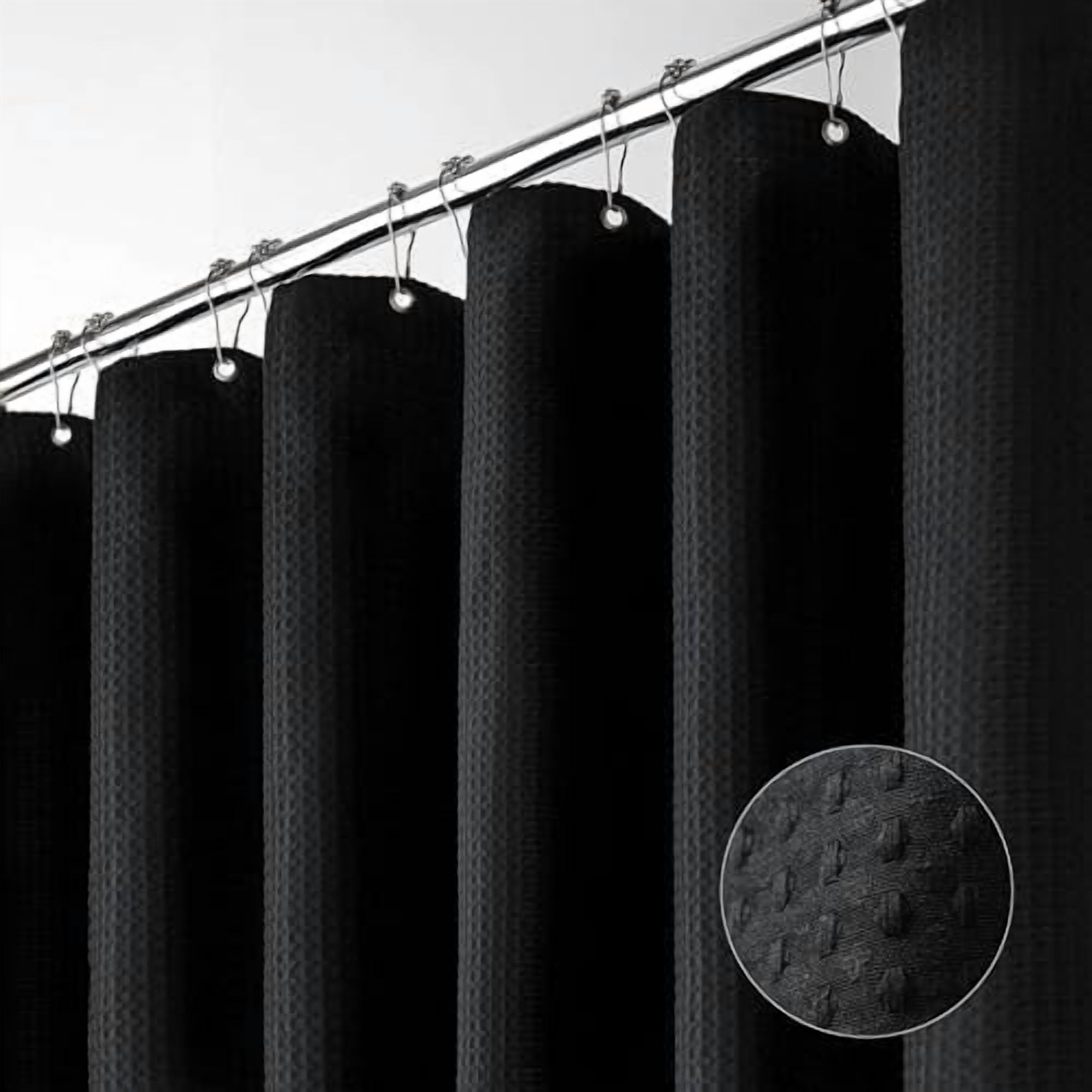Extra Long Fabric Shower Curtain - Waffle Weave 90 Inches Long Heavy ...
