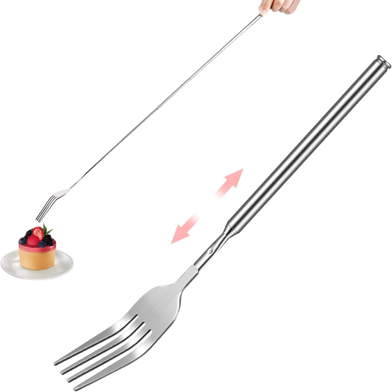 Extra Long Fork Prank - Telescopic 8.7-25.4" Stainless Steel Extended ...