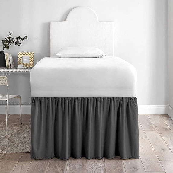 Extra Long Full XL Ruffled Bed Skirt – 60-Inch Drop, Soft 100% ...